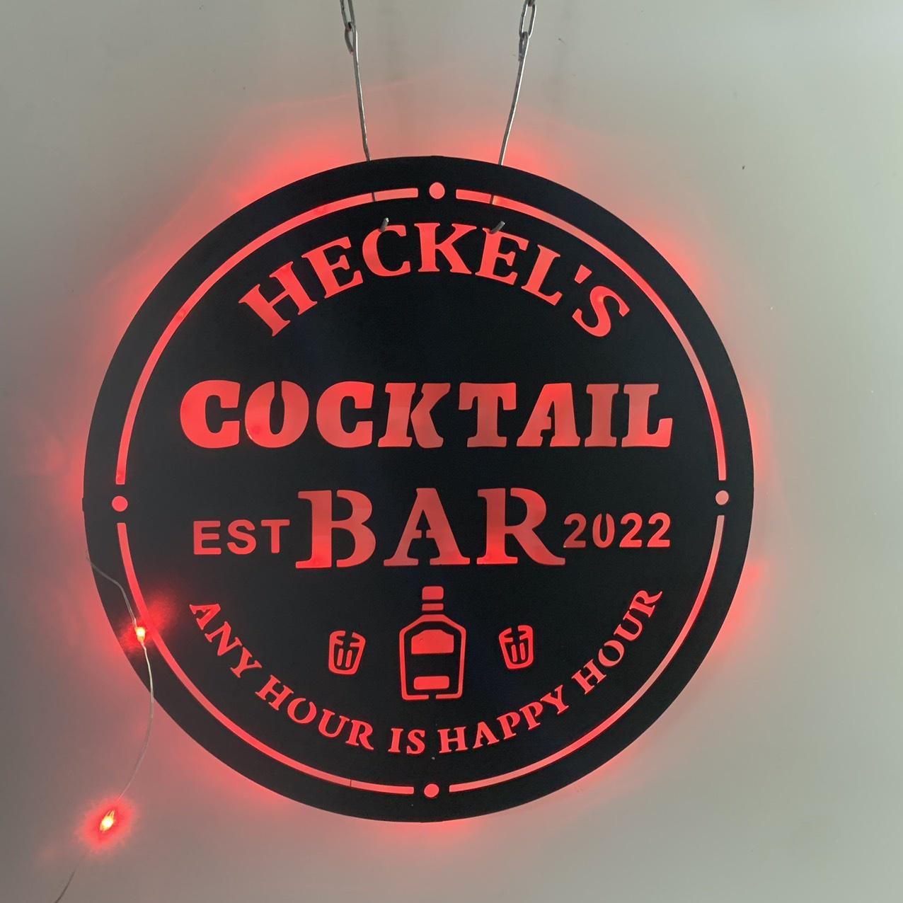 Personalized Logo Design Metal Wall Art With LED Lights, Custom ...