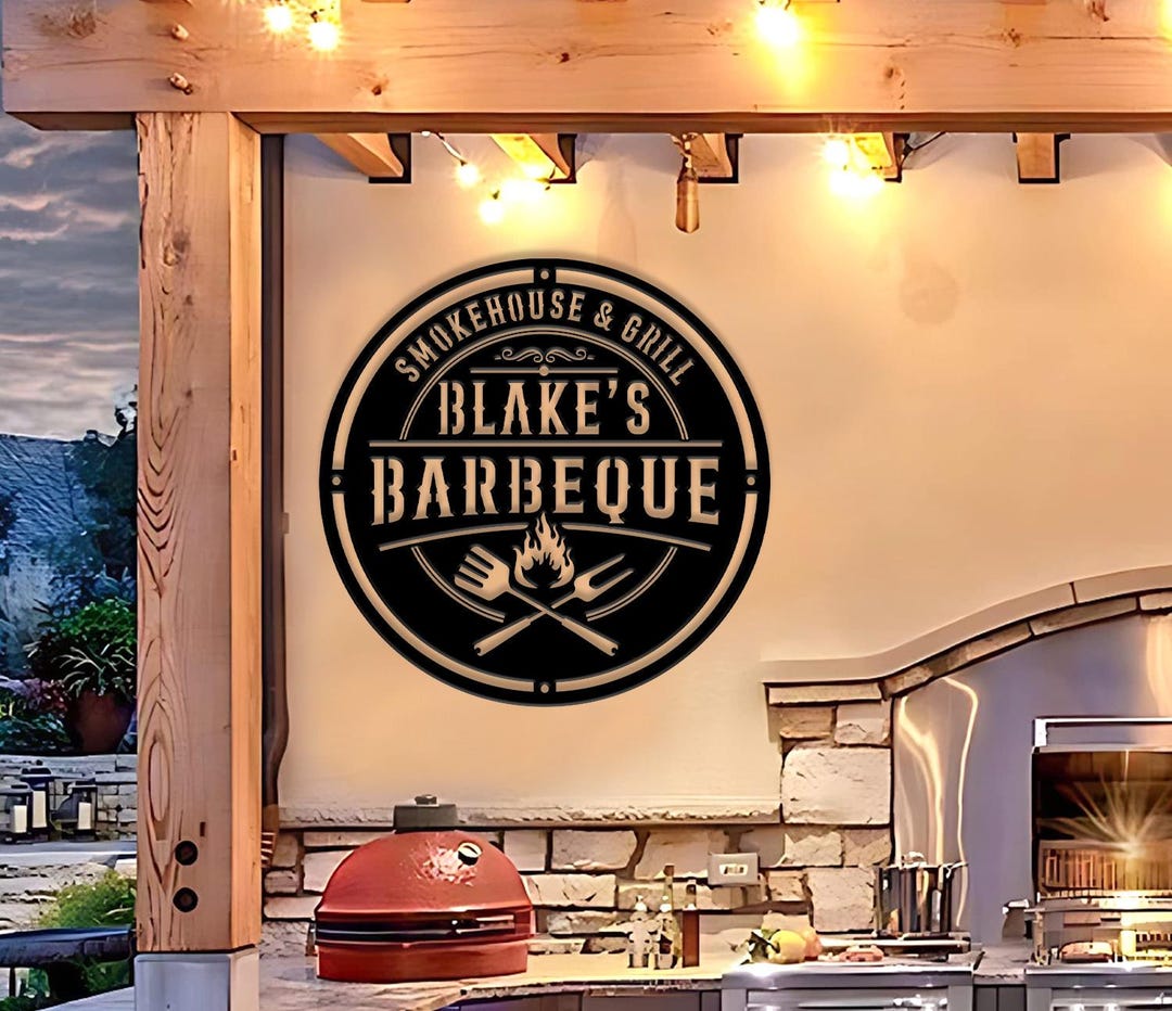 Personalized Barbeque Metal Wall Art, Personalized BBQ Metal Sign ...