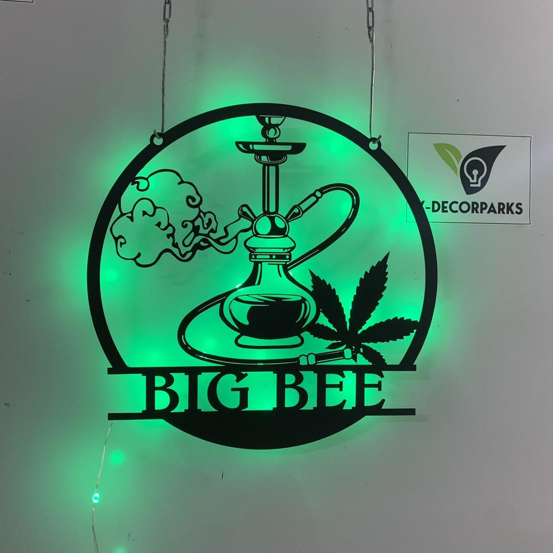 Custom Shisha Hookah Metal Wall Art LED Light, Personalized Shisha ...