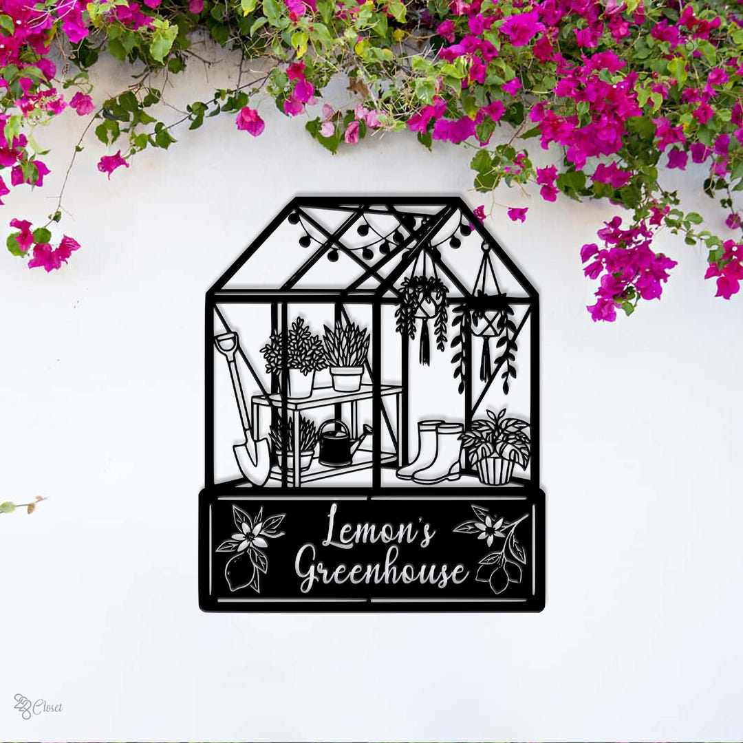 Custom Greenhouse Metal Sign, Personalized Garden Shed Wall, Lemon's ...