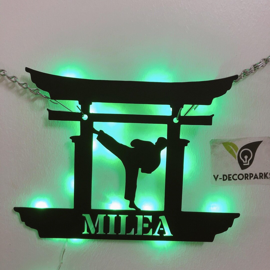 Custom Metal Karate Sign With LED Lights, Karate Metal Wall Art ...