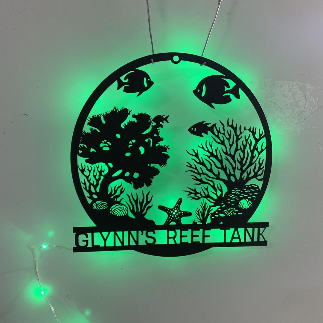 Personalized Sea Animal Coral Reef Metal With LED Lights, Aquarium ...
