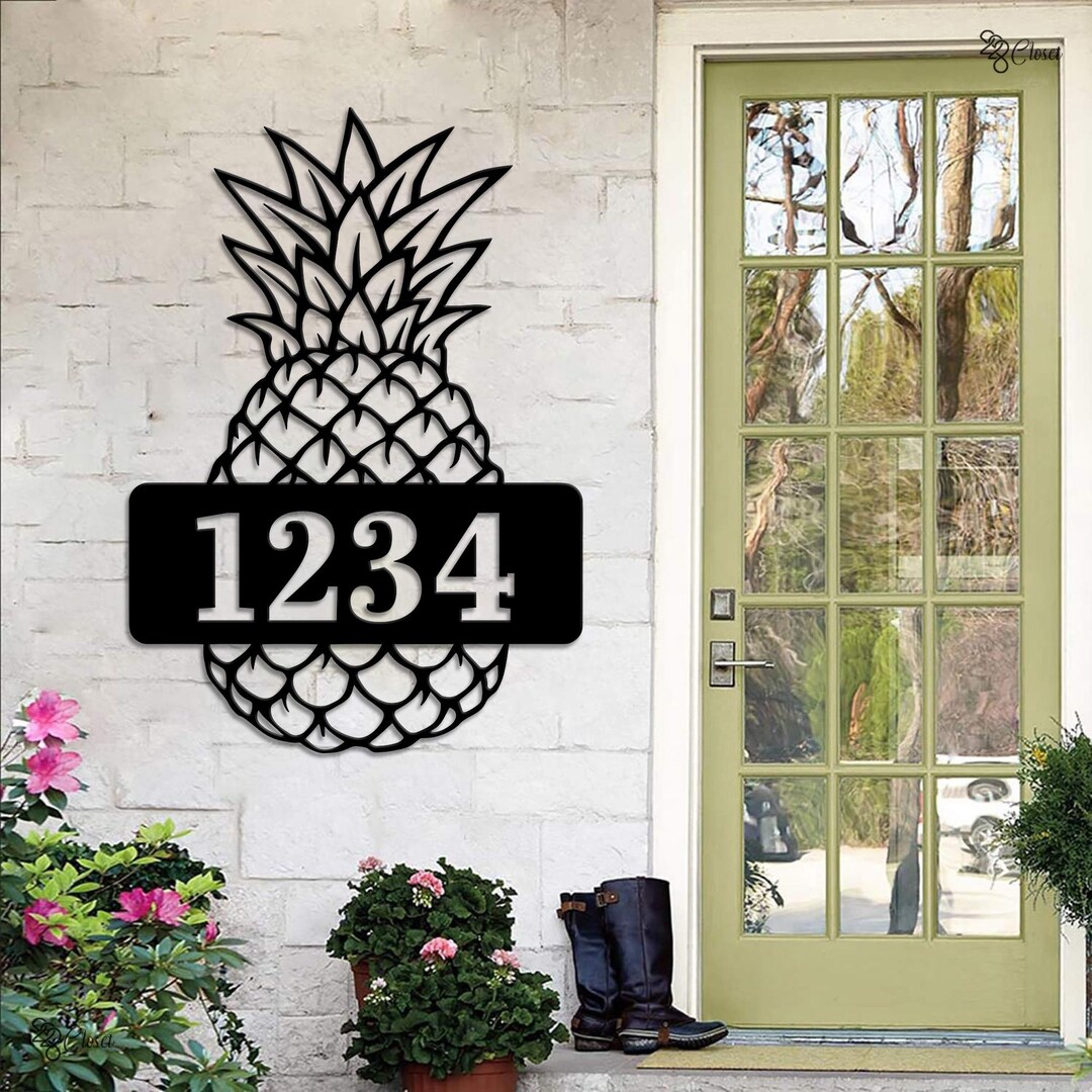 Custom Pineapple Address Sign, Metal House Number, Pineapple House ...