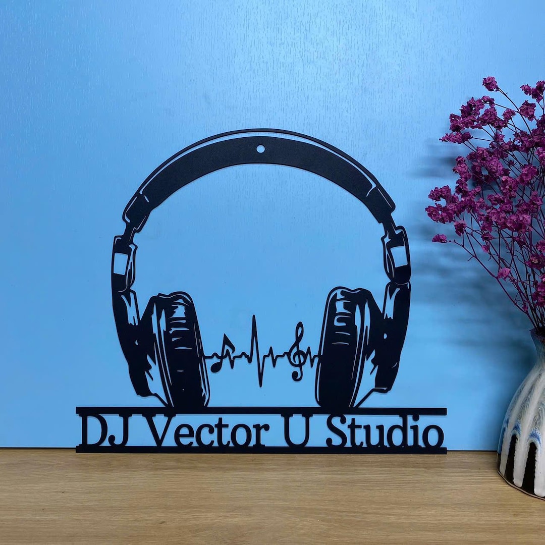 Personalized Headphone Music Studio Metal Wall, Custom DJ Headphones ...