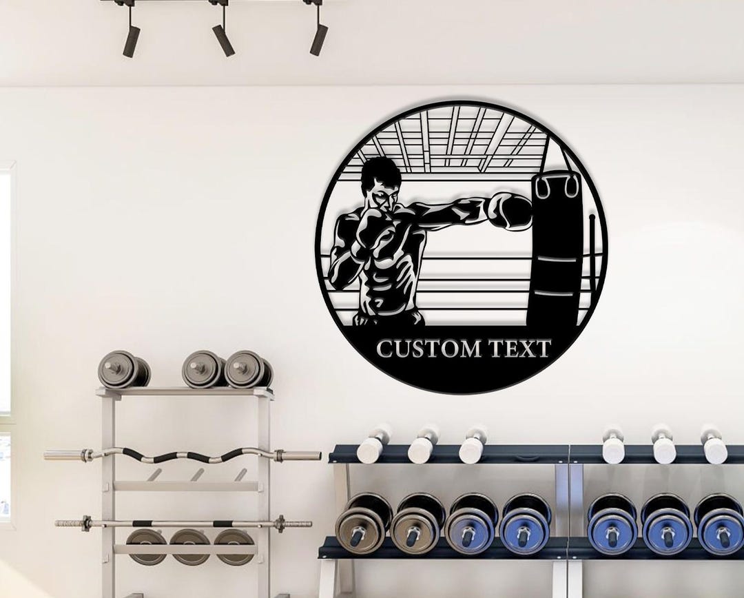 Custom Man Boxing Sign Metal Wall Art, Boxing Gifts for Men, Workout ...