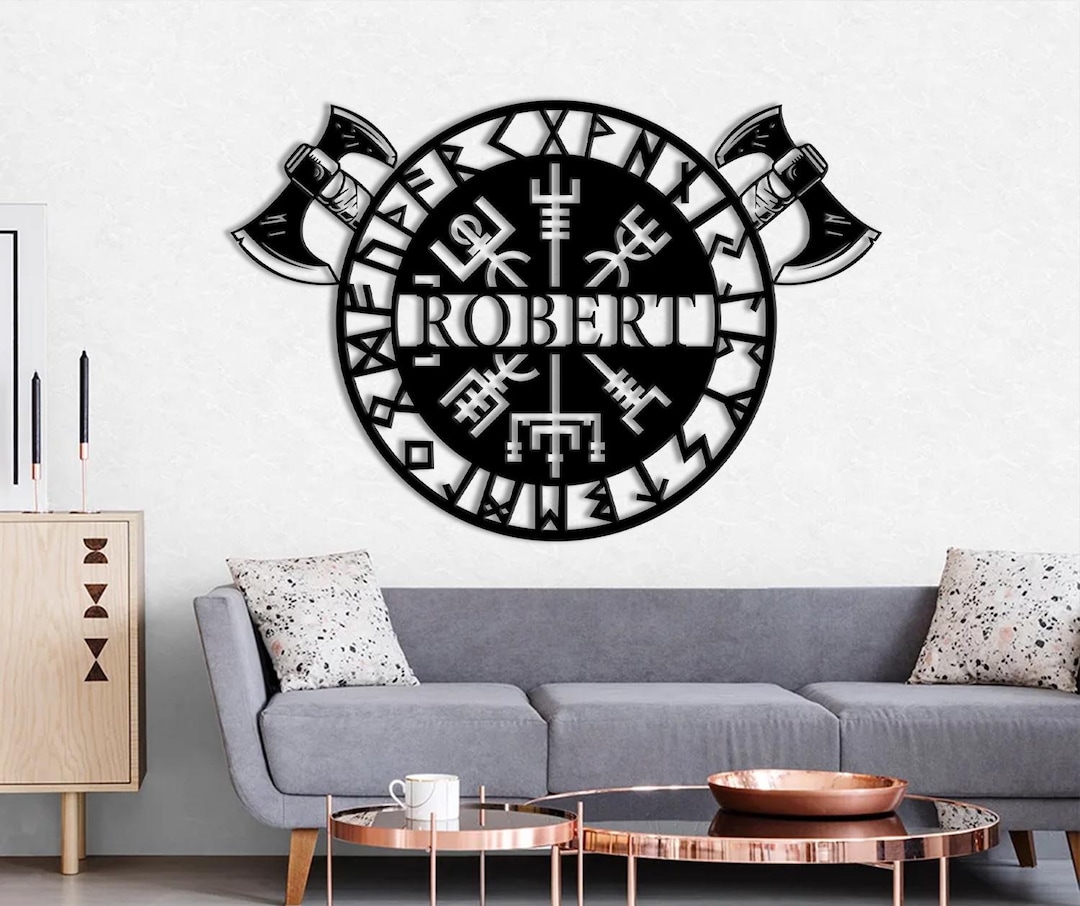 Custom Viking Compass Home Number Metal Sign, Personalized Viking ...