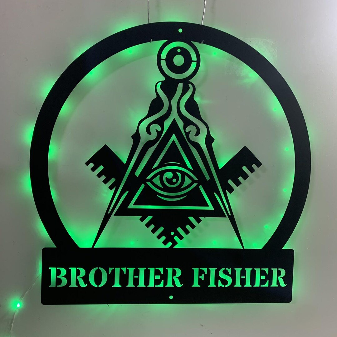 Personalized Masonic Square and Compass Metal Wall Art LED Lights ...