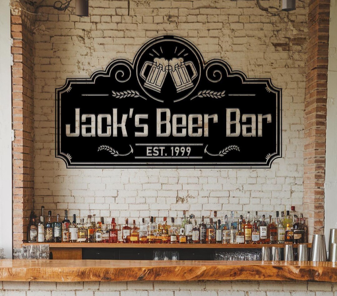 Personalized Metal Bar Signs, Beer Mug Wall Art, Custom Bar Sign for ...