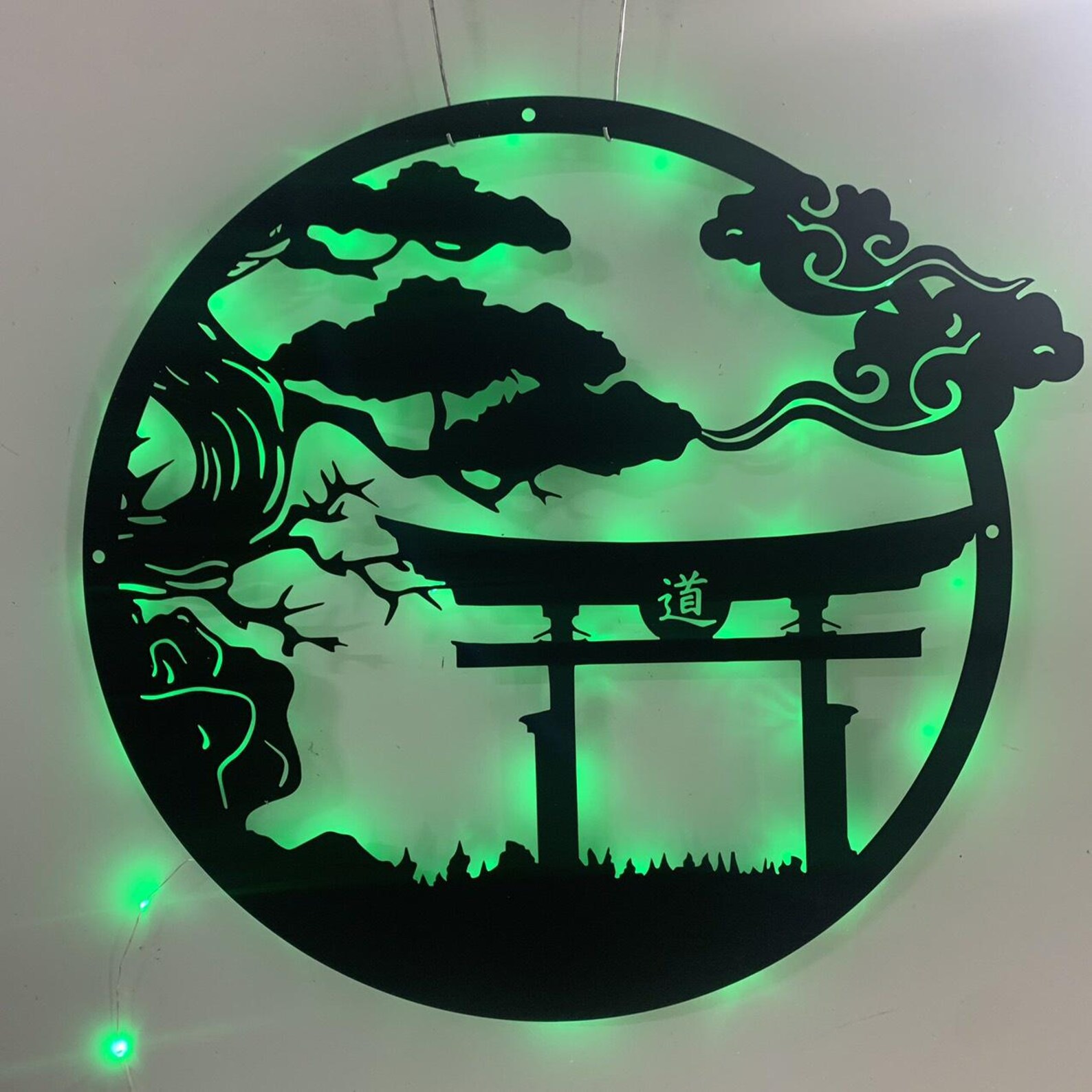 Japanese Torii Gate Bonsai Tree Metal Sign LED Lights, Torii Gate Metal ...