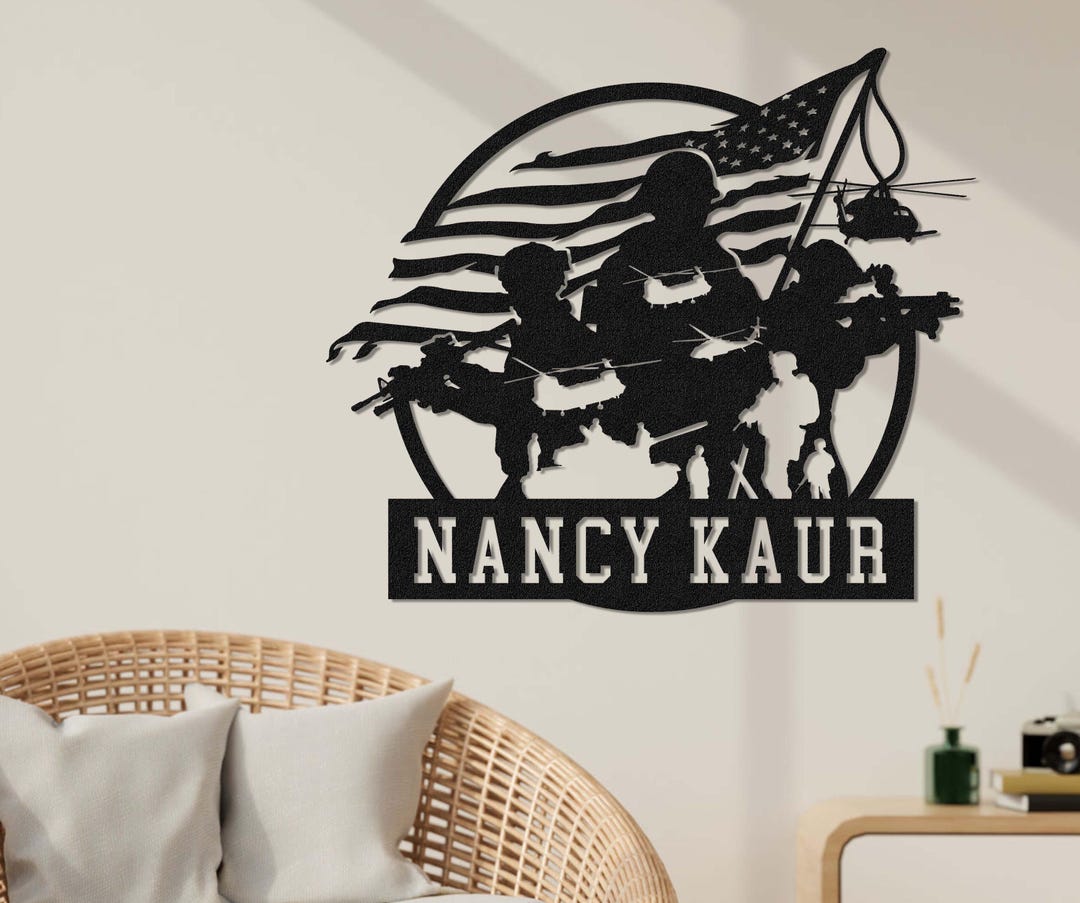 Custom US Soldier Military Metal Sign Wall Art | Personalized American ...
