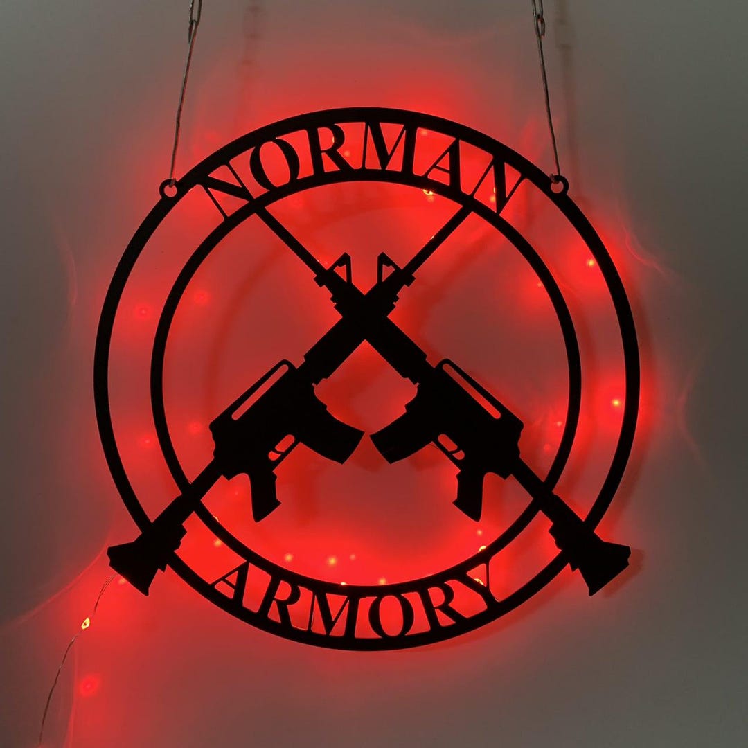 Custom Gun Metal Wall Art Sign With LED Light, Personalized 2nd ...