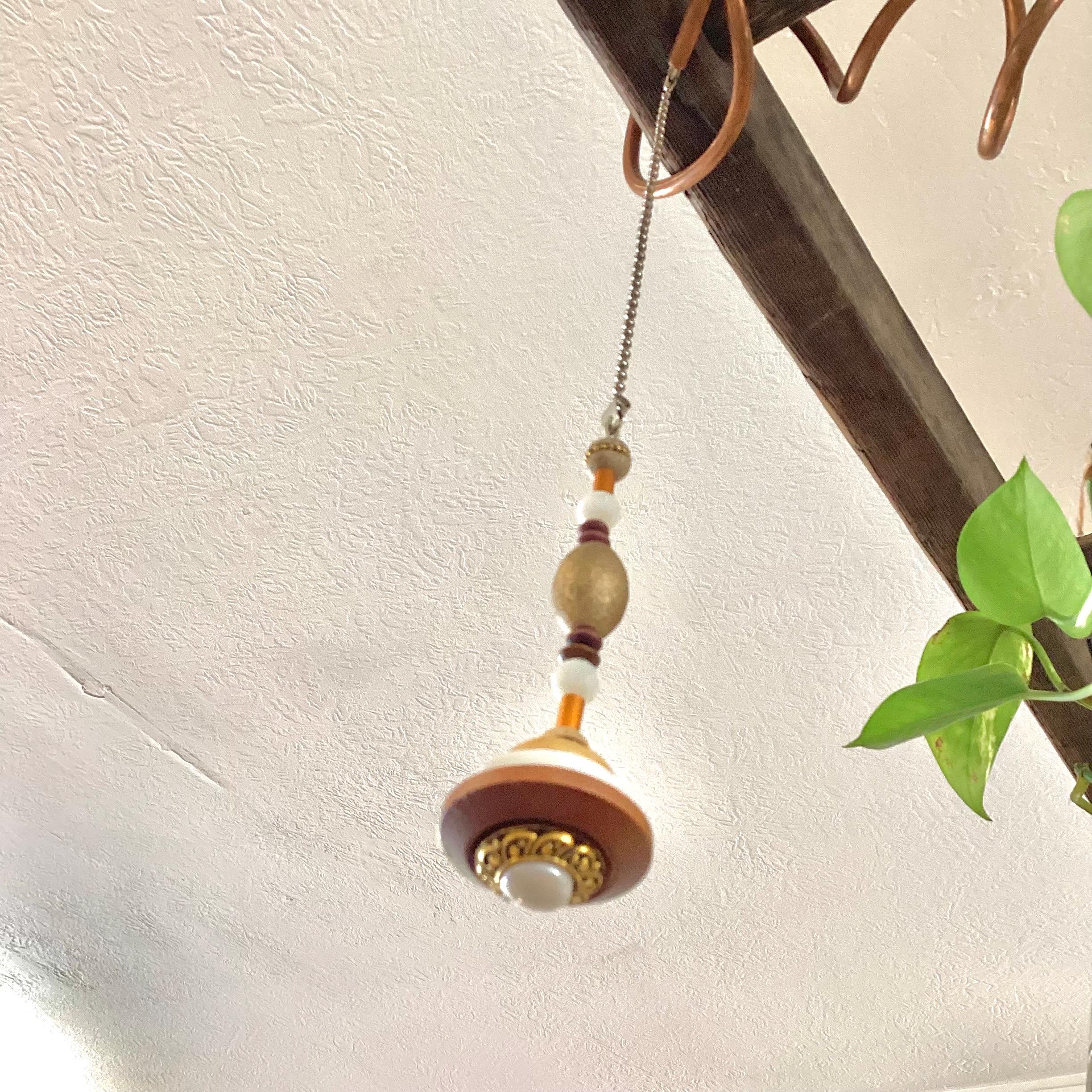 Light Pull & Ceiling Fan Pull/classy Brown/polymer Clay and Glass Beads ...