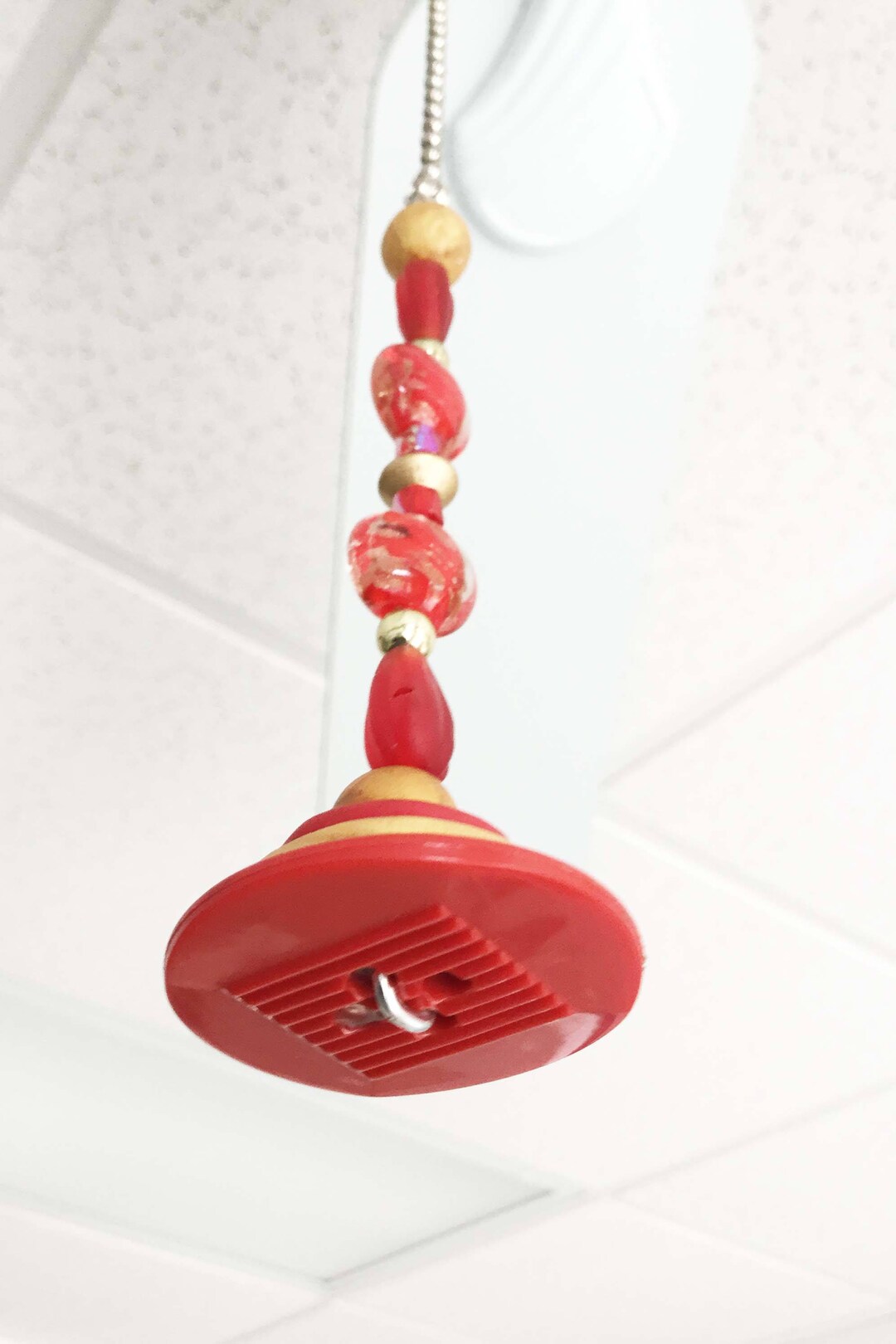 Light Pull & Ceiling Fan Pull/red and Gold /polymer Clay and Glass ...