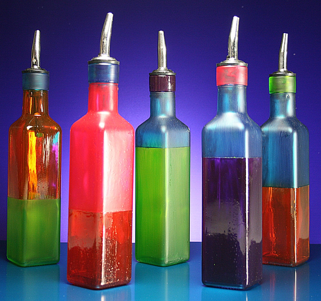 Colorful Fused Glass Oil Bottle Pourer/dispenser for Olive Oil,vinegar ...
