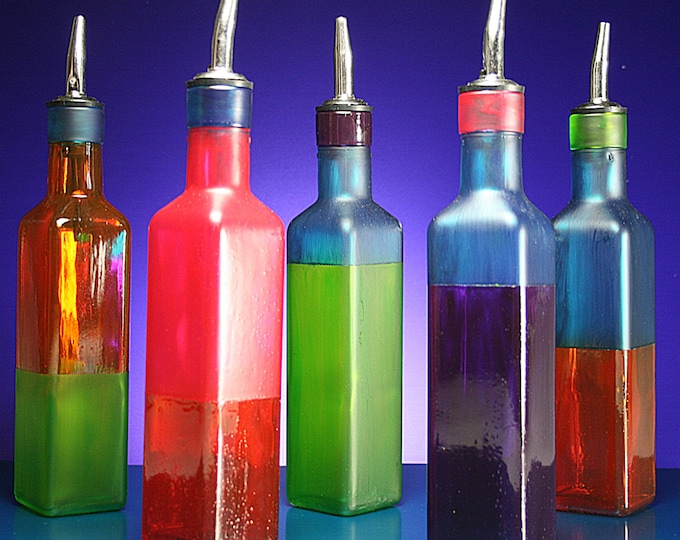 Hot Pink Chili Pepper Oil Bottle, Hand Painted Glass Oil Bottles, Oil ...