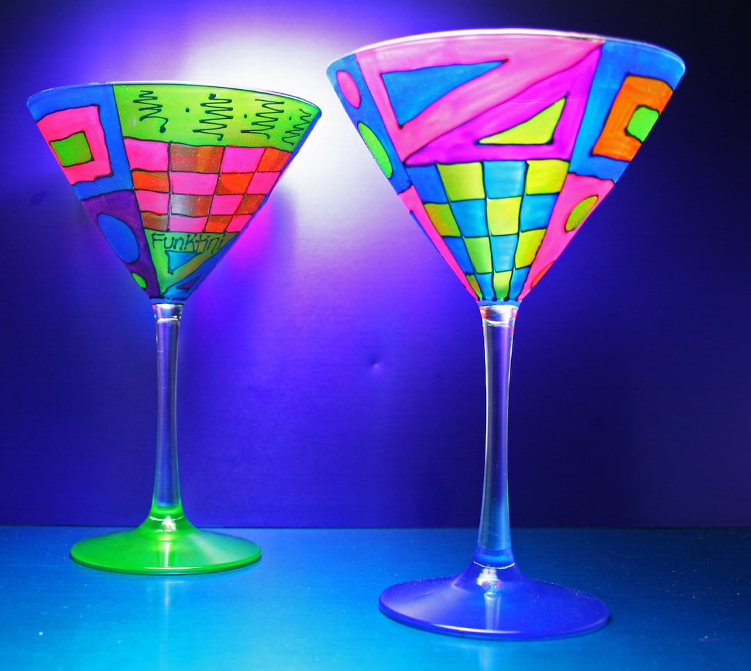 Colorful Martini Glasses/hand Painted Stemware/gift Martini Lovers/home ...