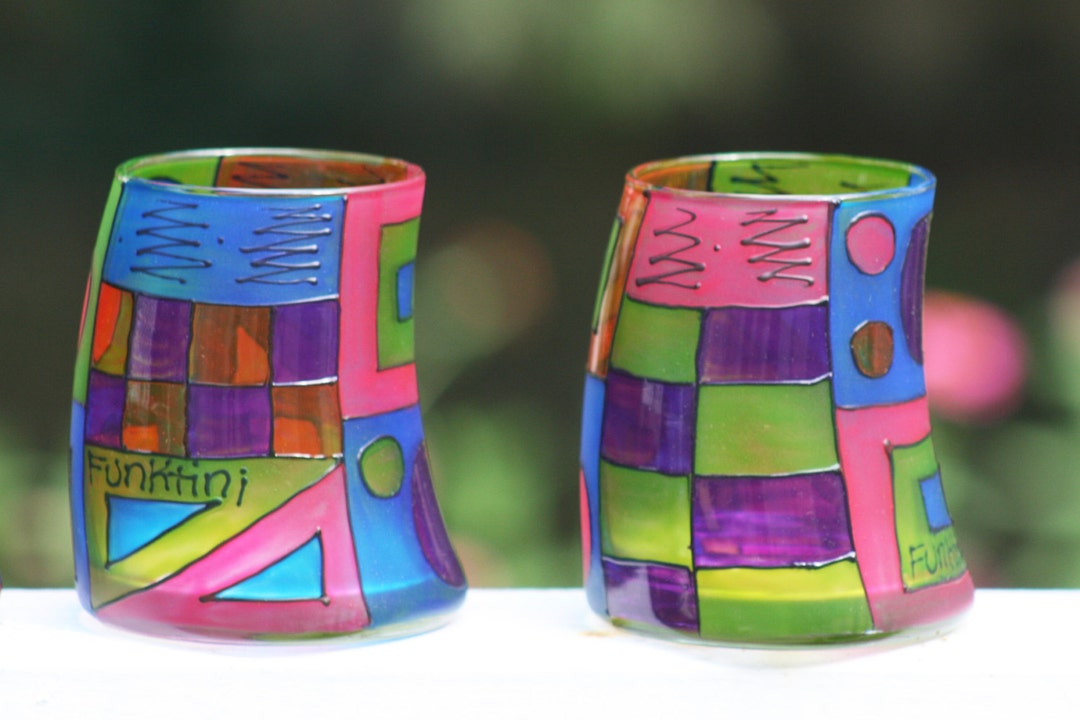 Colorful Cocktail/juice/water Glass/hand Painted Glass/color Lovers ...