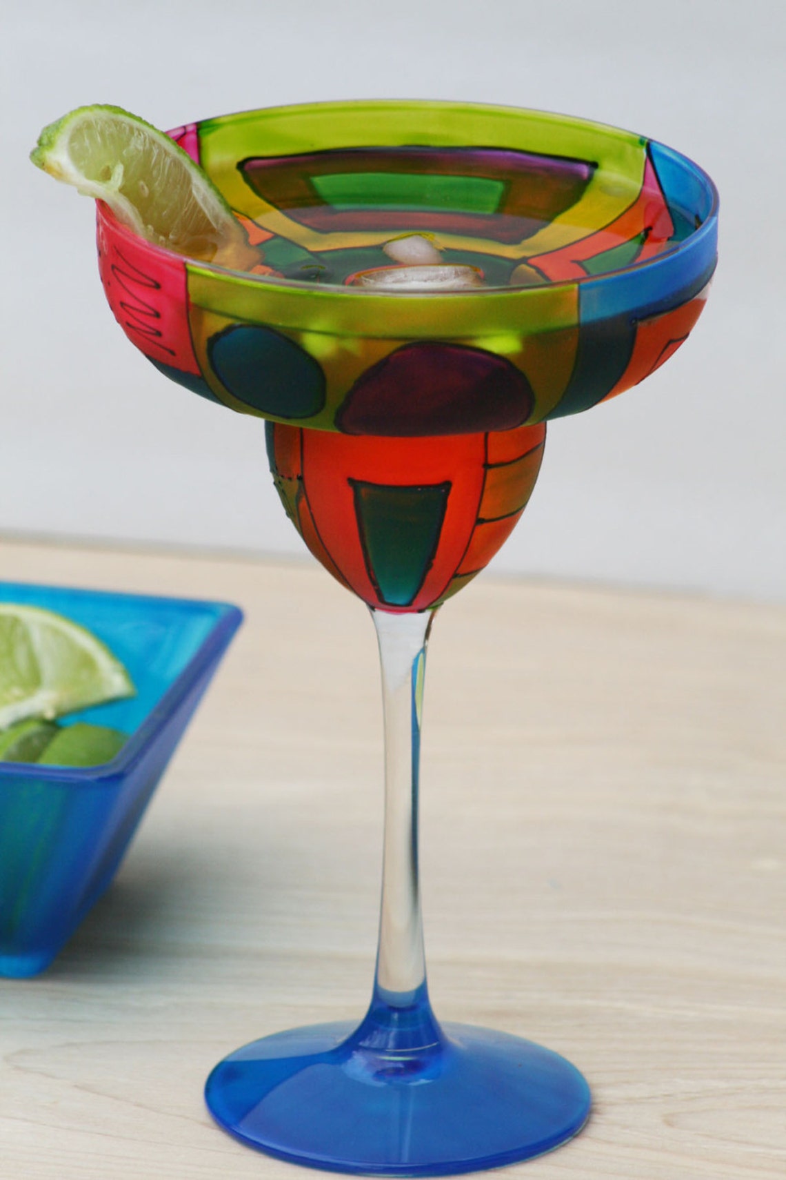 Colorful Margarita Glasses/hand Painted Fused Glass/gift - Etsy