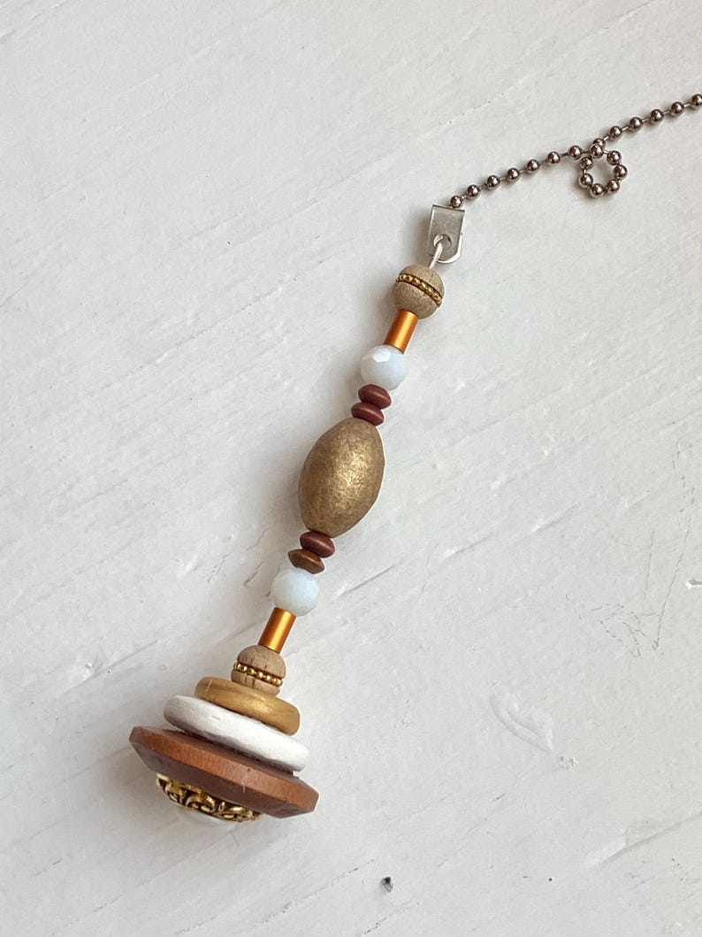 Light Pull & Ceiling Fan Pull/classy Brown/polymer Clay and Glass Beads ...
