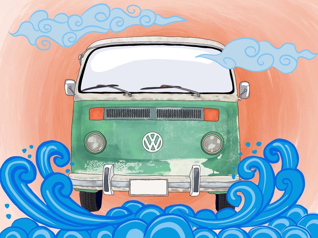 Volkswagen Beetle Drawing /classic VW Bug Art Print/vintage Car ...