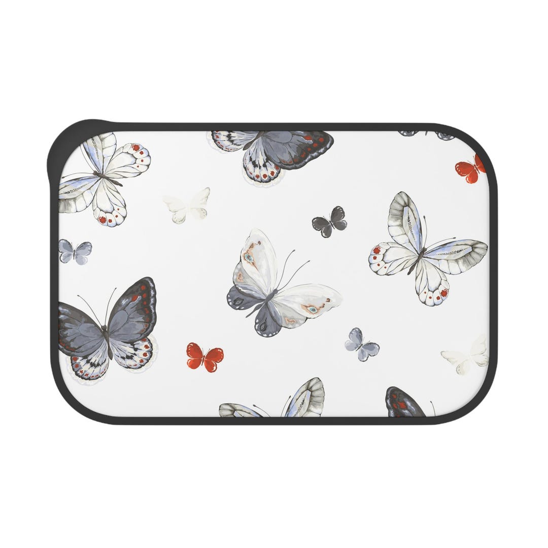 Butterfly Design Bento Box With Band and Utensils, Stylish Lunch ...