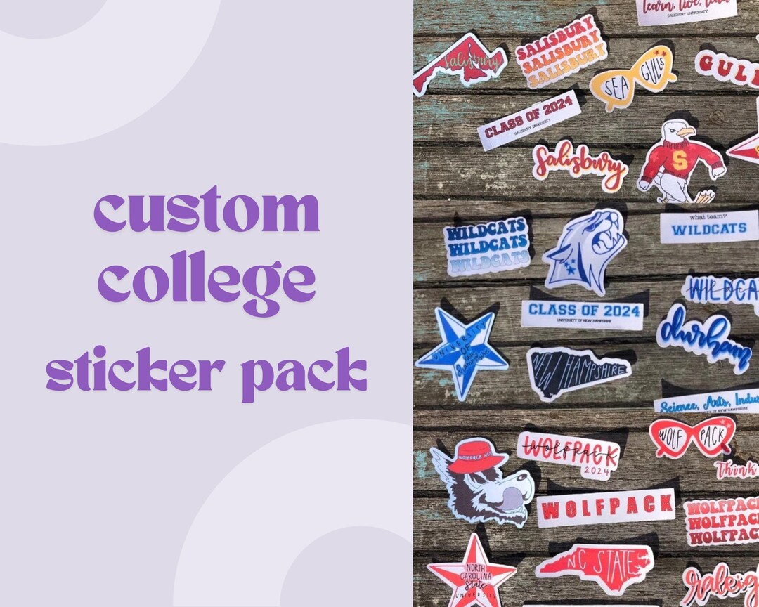 Custom College Sticker Pack • Tailgate Sticker • Waterproof Stickers • College Gift • Water ...