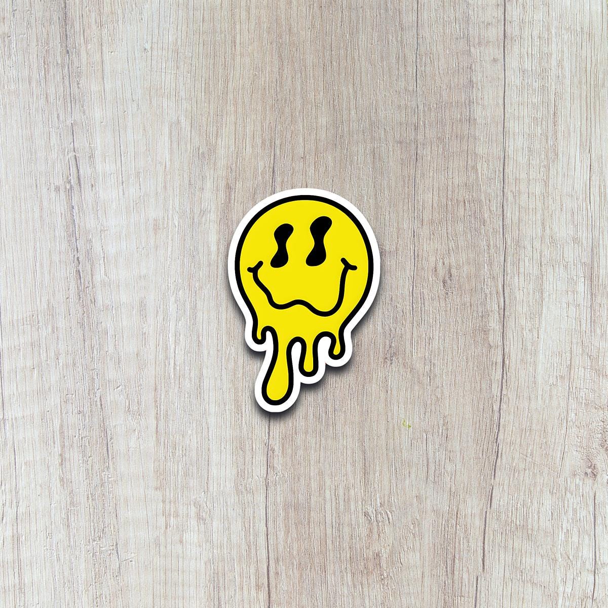 Drippy Smiley Face Sticker, Sticker for Laptop, Sticker for Water ...
