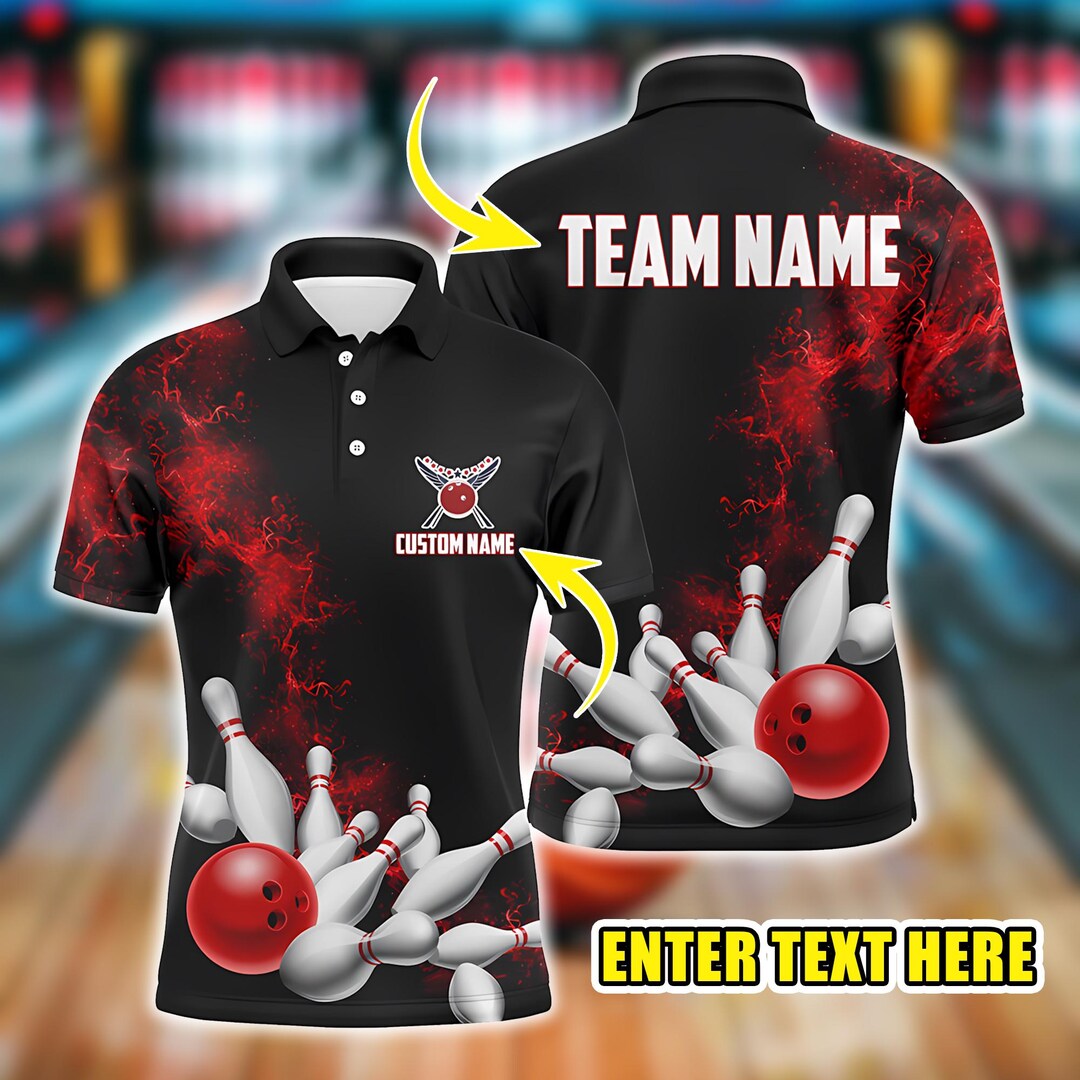 Custom Bowling League Uniform, Personalized Red Strike Bowling Shirt ...