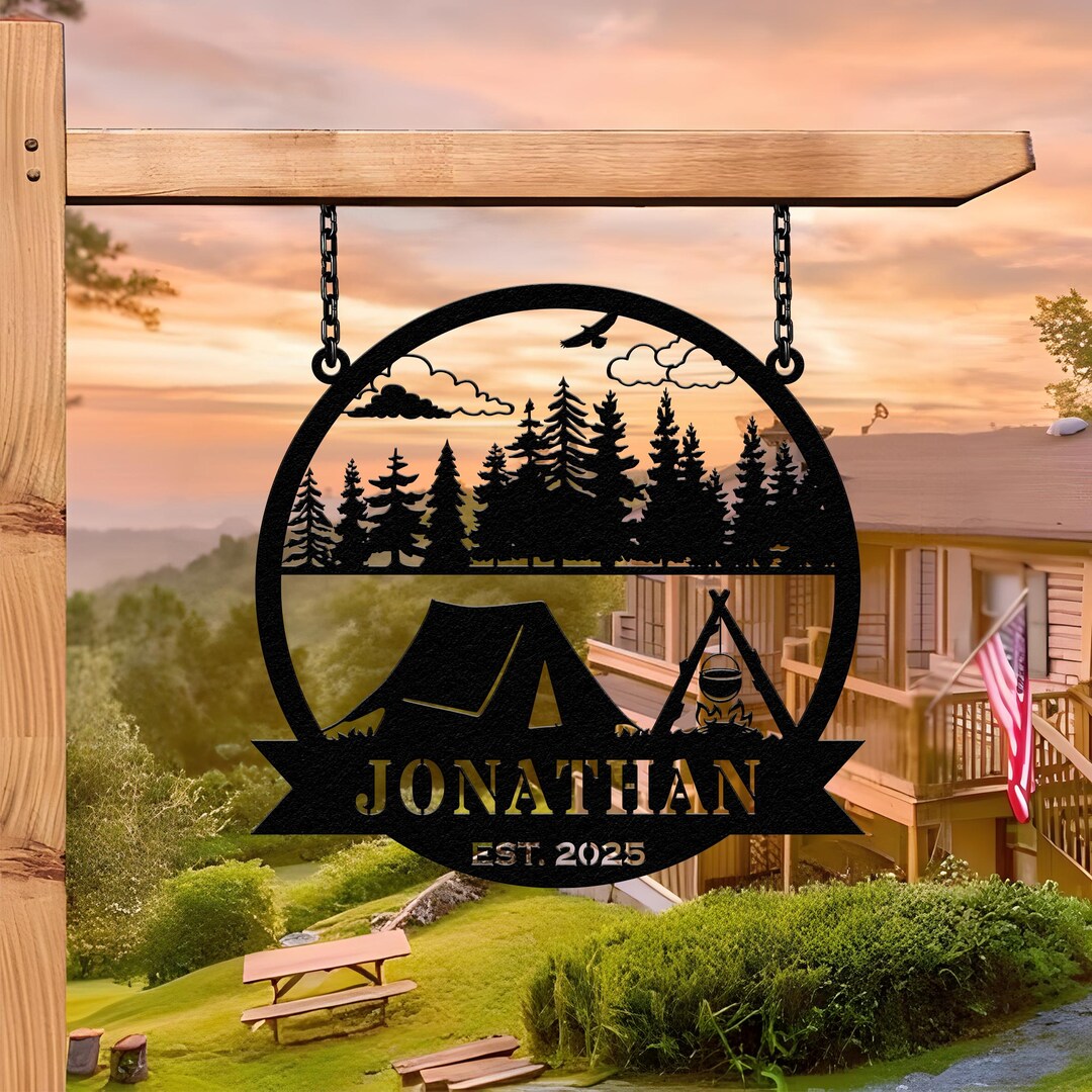 Customized Camping Metal Sign, Personalized Metal Campground Stake, RV ...