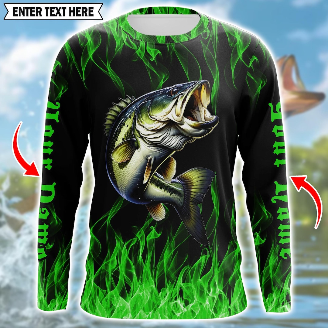 Custom Bass Fishing Jersey, Personalized Long Sleeve Bass Fishing Shirt ...