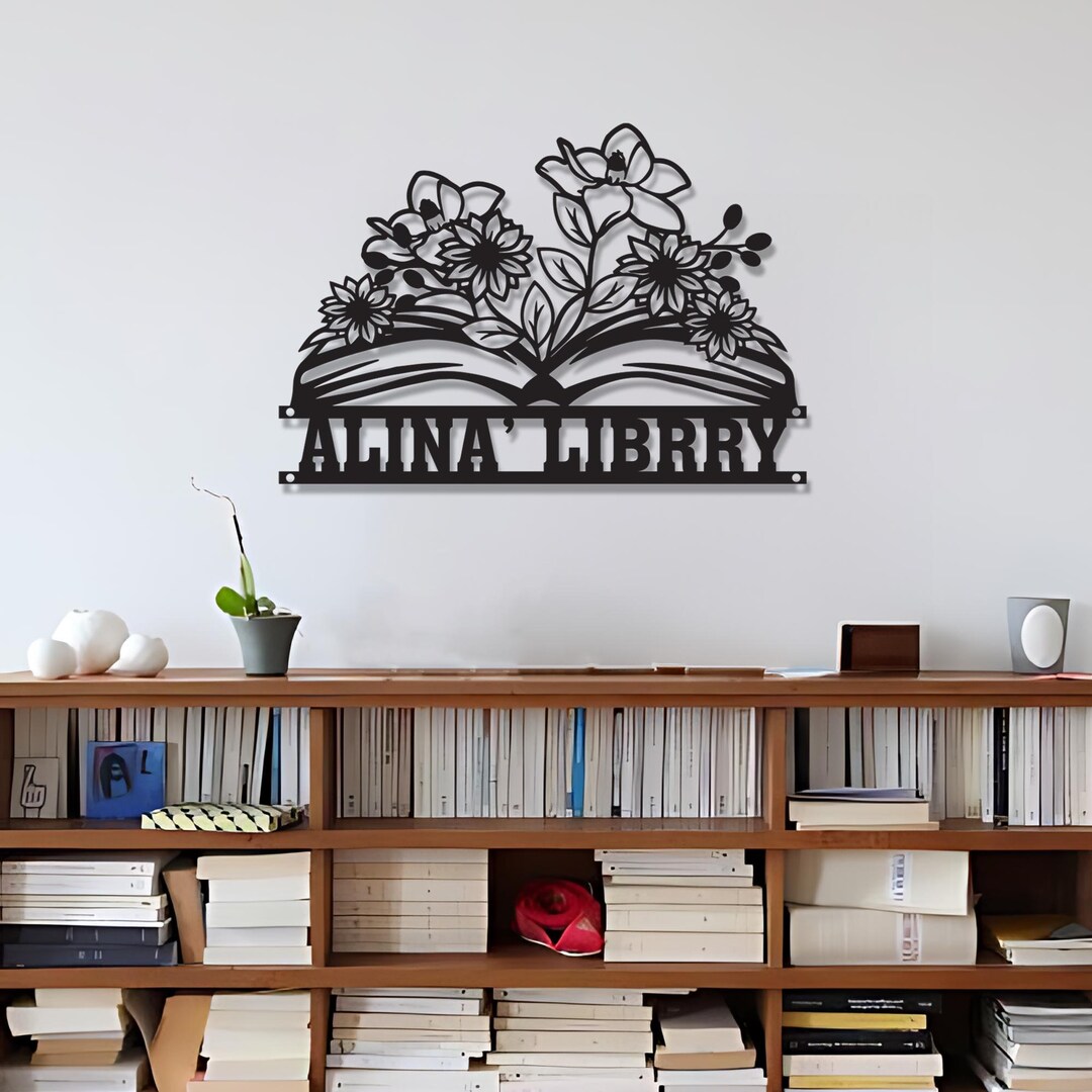 Personalized Library Metal Sign,bookshelf Sign,custom Book Sign ...