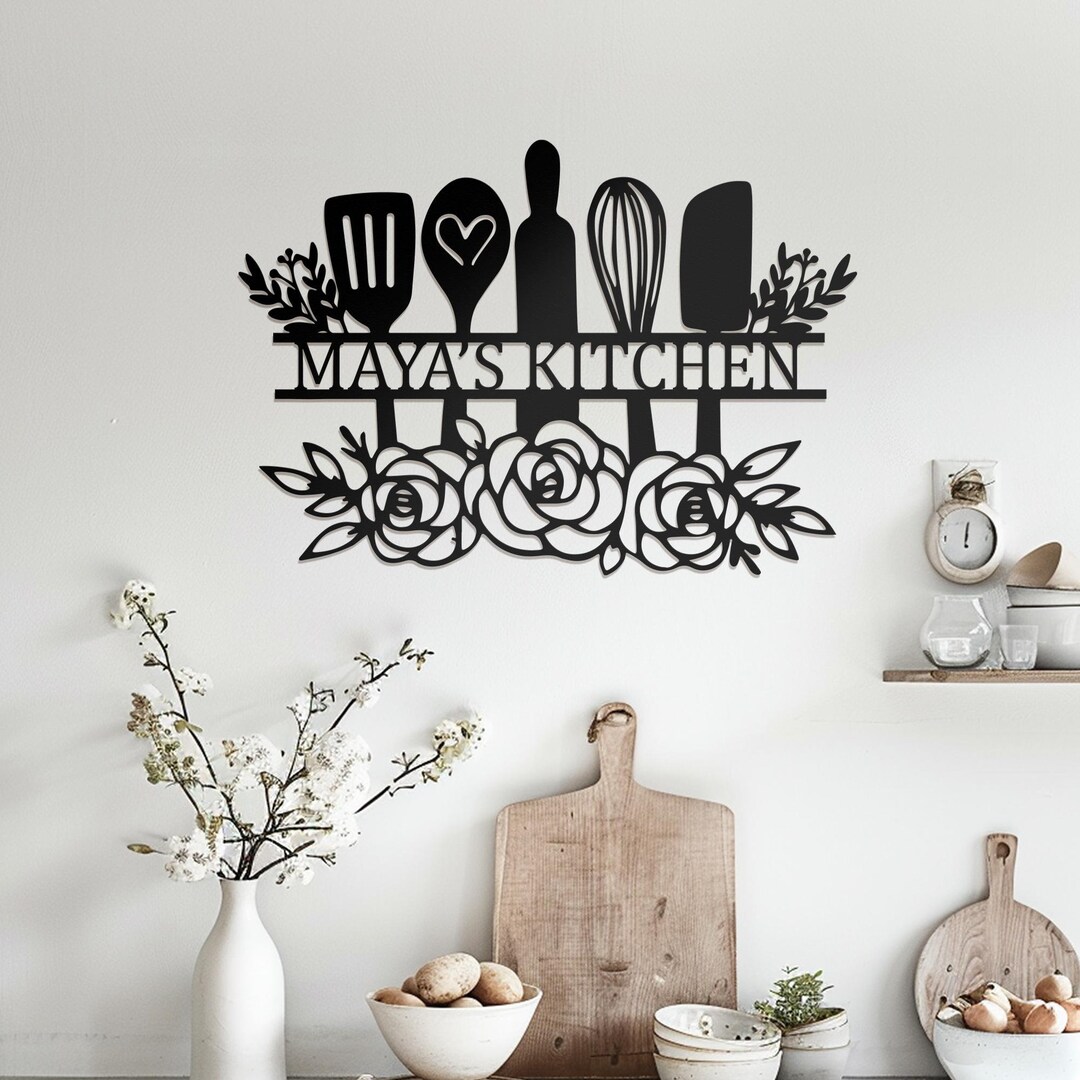 Custom Kitchen Metal Wall Art, Personalized Baking Kitchen Metal Sign ...