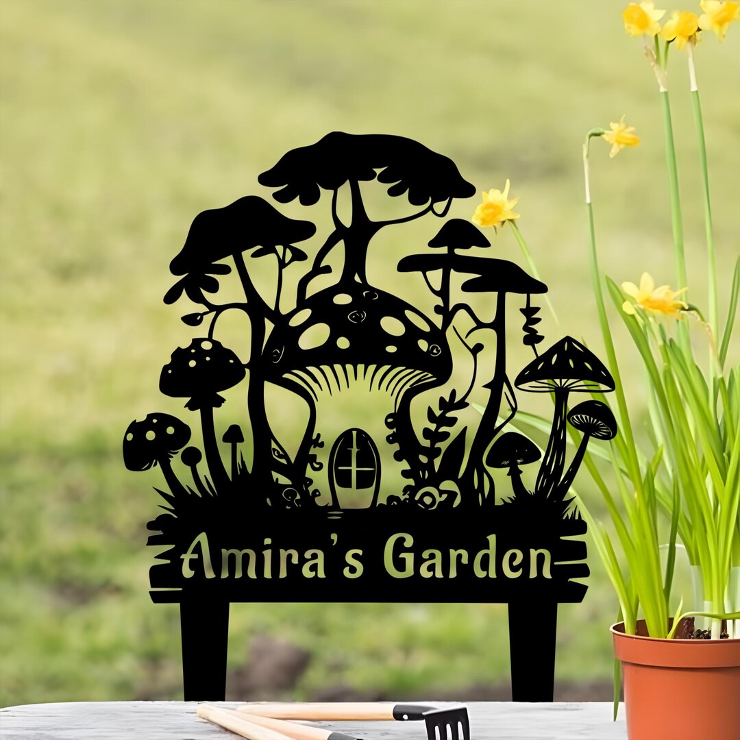 Custom Metal Garden Decor, Bird With Flower Garden Sign, Flower Design ...