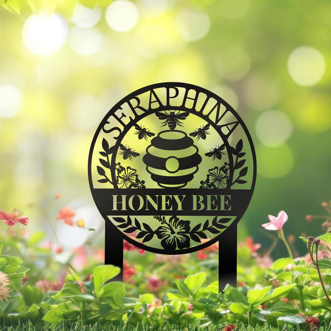 Personalized Metal Bee Garden Metal Sign, Custom Beekeeper Gift, Honey ...