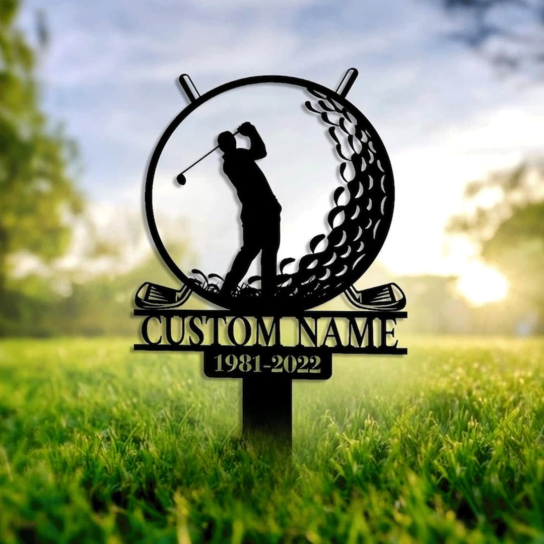 Personalized Golf Memorial Stake, Golfer Loss, Golfer Name Metal Stake ...