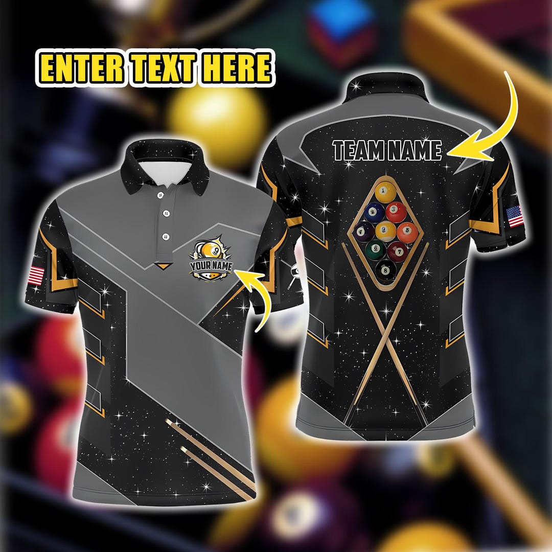 Custom 9 Ball Billiards Polo Shirt for Men, Personalized Pool Player ...