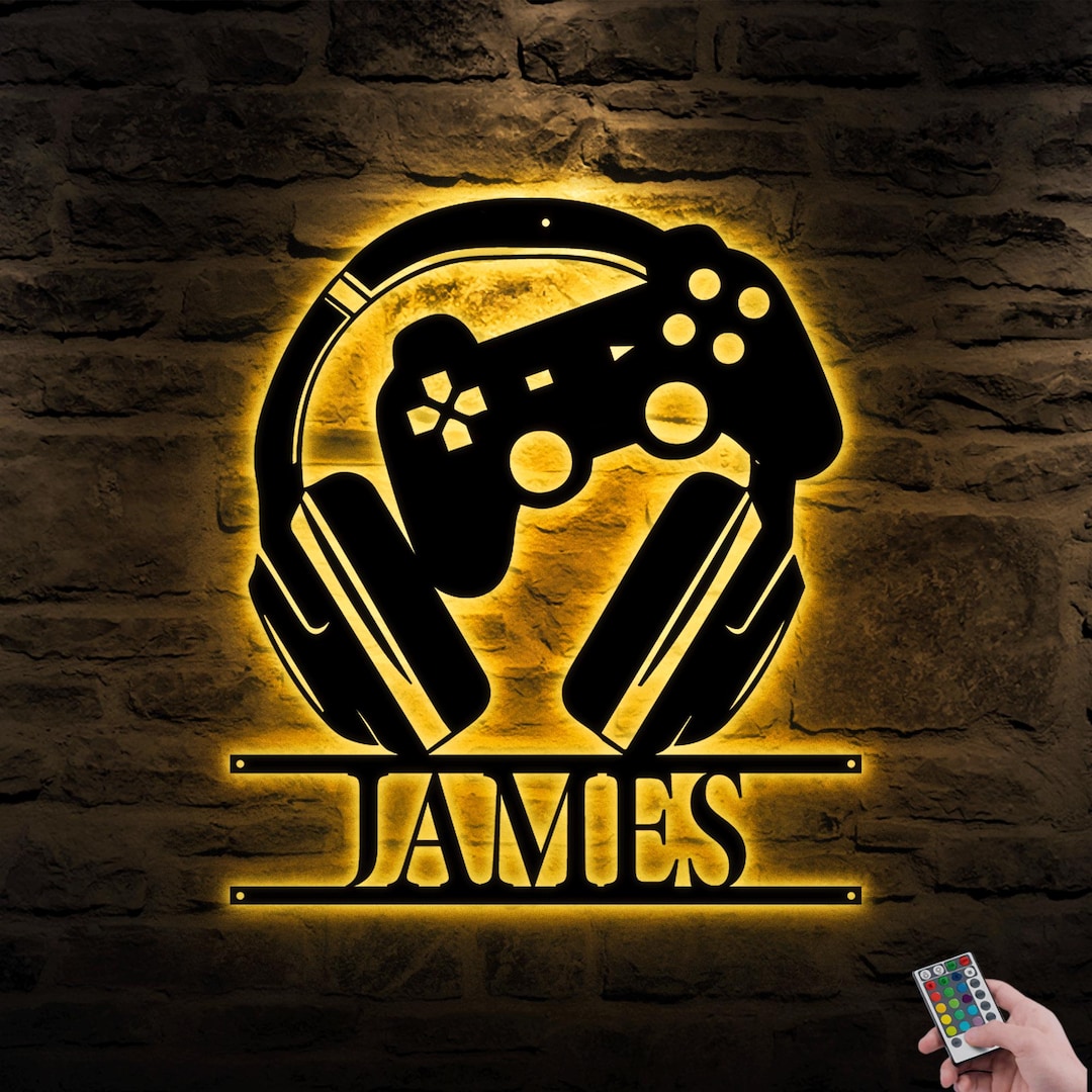 Custom Video Game Metal Sign With LED Light, Personalized Gamer ...