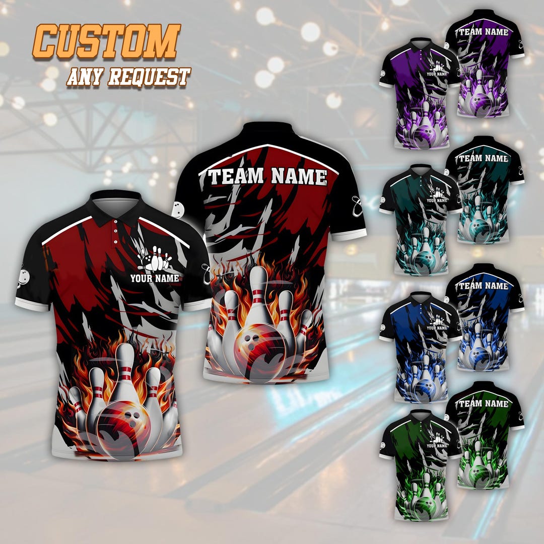 Custom Team Bowling Jersey, Personalized Polo Shirt, Bowling League ...