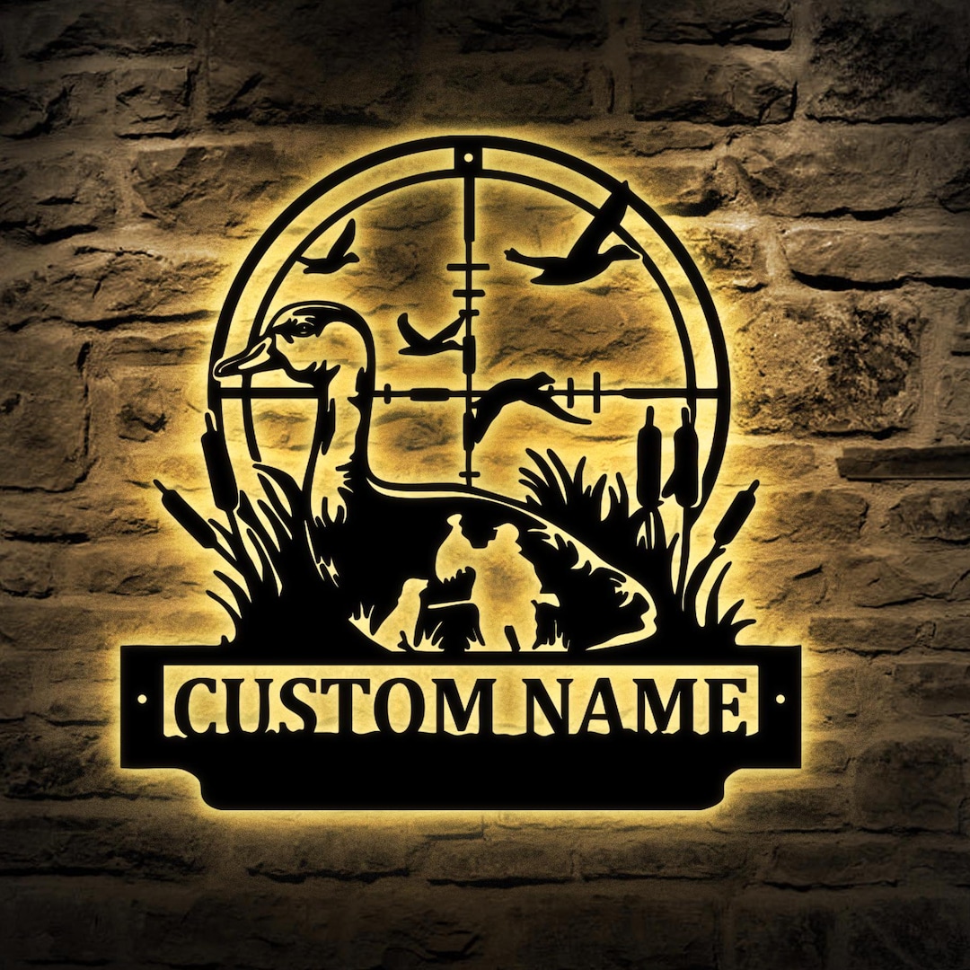 Custom Duck Hunting Metal Wall Art, Personalized Duck Hunter Name Sign ...