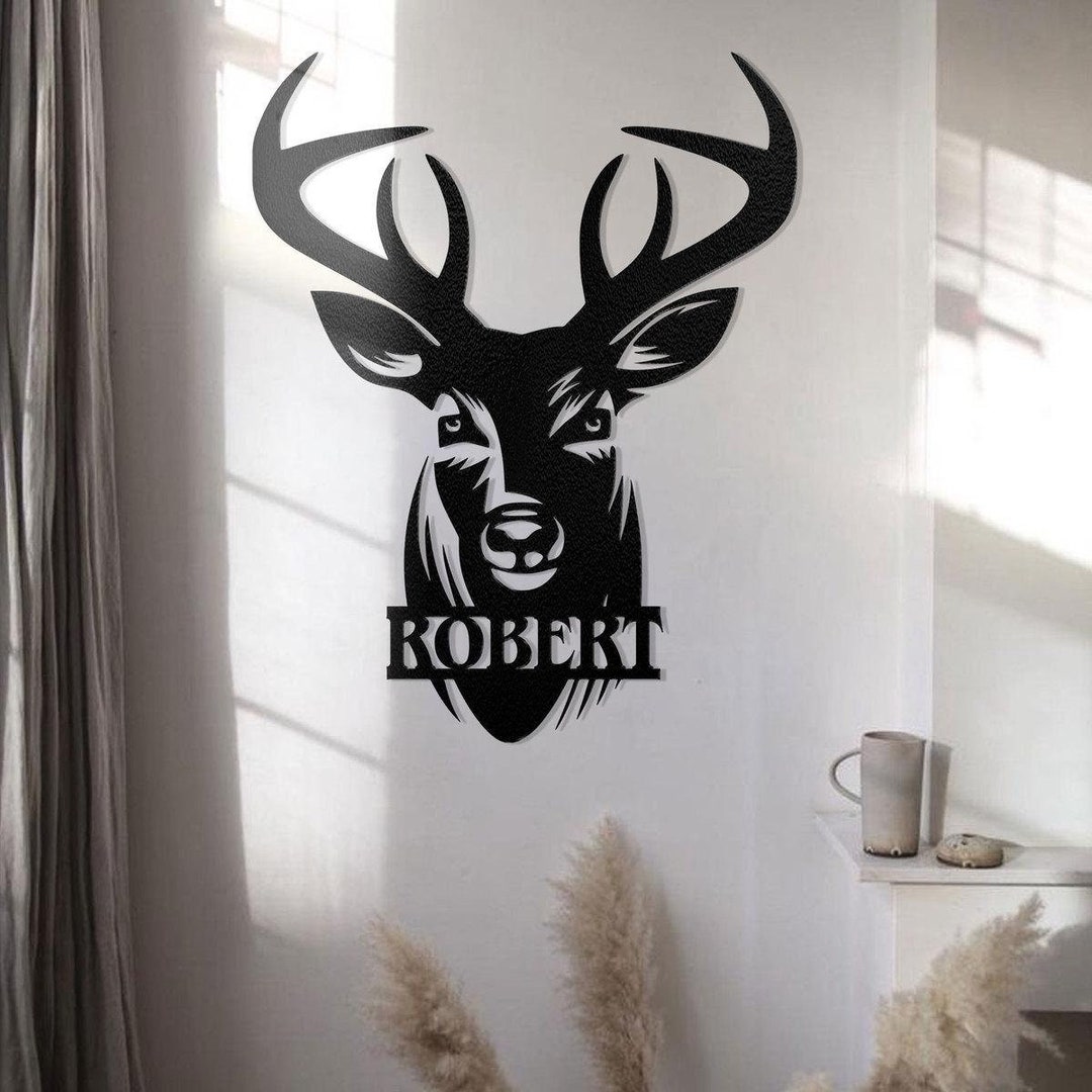 Custom Deer Hunting Monogram Metal Sign LED Lights, Personalized Deer ...
