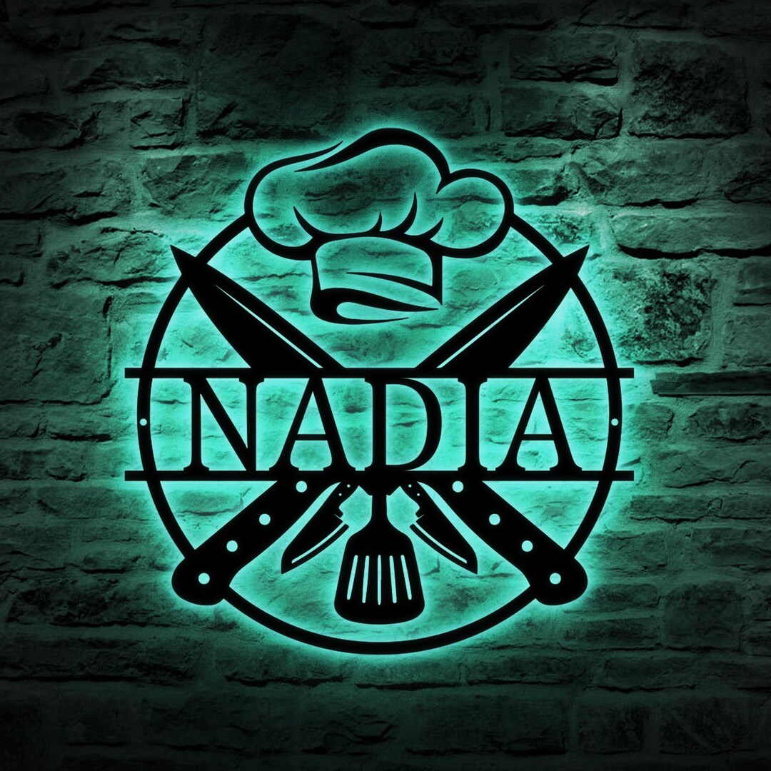 Personalized Cooking Chef Metal Sign With LED, Custom Home Kitchen ...