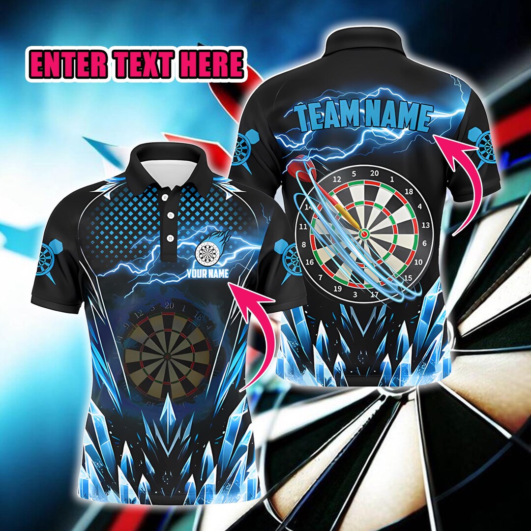 Custom Darts Polo Shirt, Lightning & Ice Design, Unique Team Uniform ...