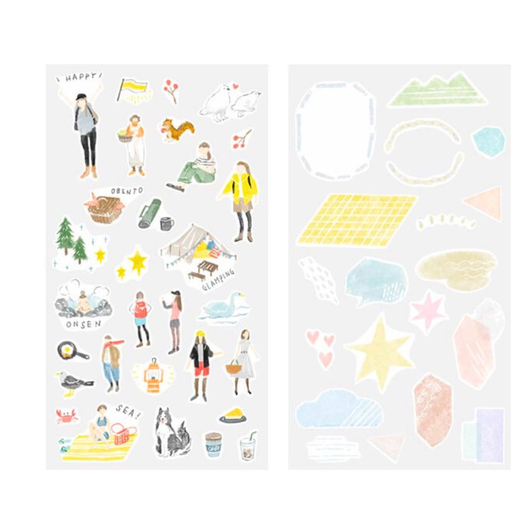 Midori Removable Stickers, 2 Pieces, Outing Design Design Phil Cute ...