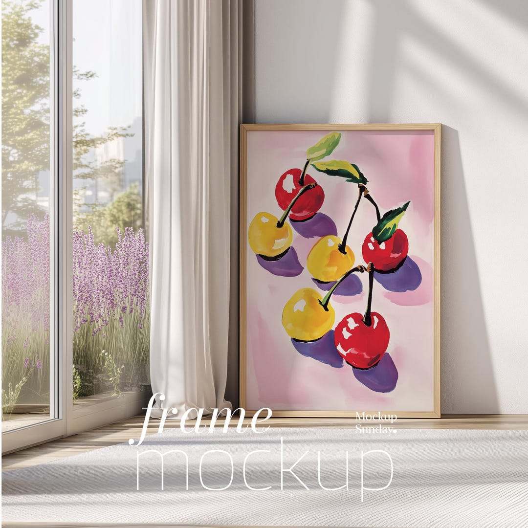 2x3 Ratio PSD Large Wooden Frame Mockup in Scandinavian Room With ...