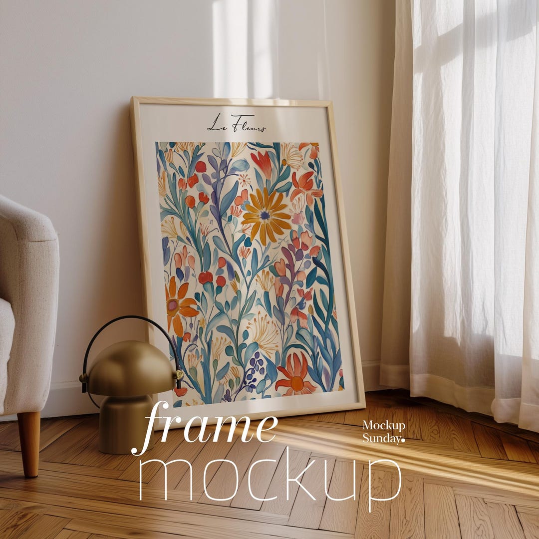 3x4 Vintage Style Living Room Interior PSD Wood Frame Mockup ...