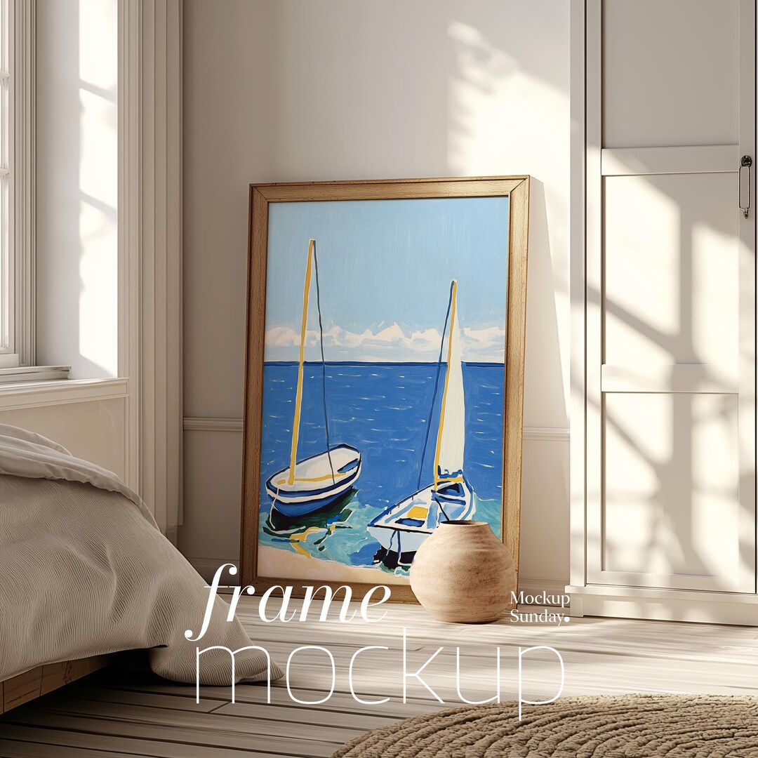 2x3 Ratio Scandinavian Wooden Frame Mockup on White Wall With Natural ...