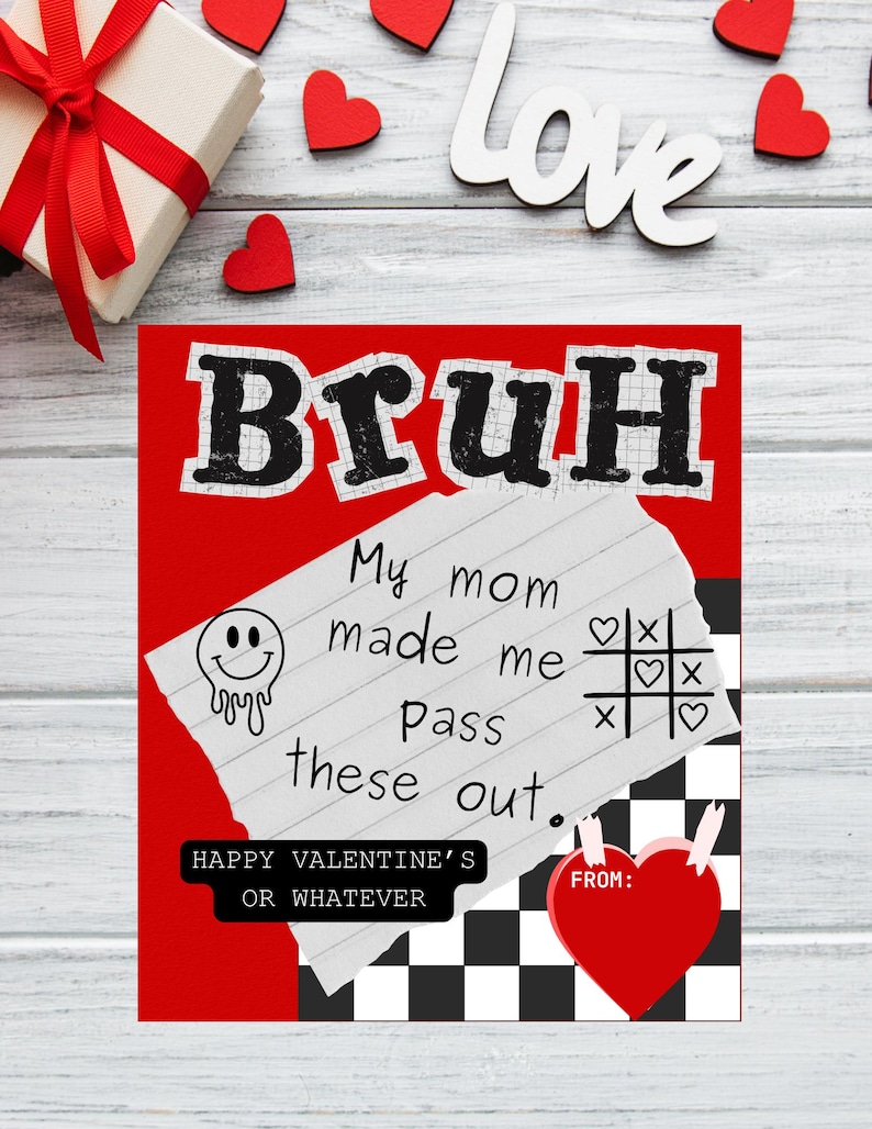 Bruh Valentine's Day Cards for Classroom Printable - Etsy