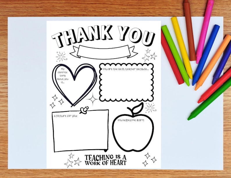 Printable Teacher Appreciation Card Thank You Gift I Love You Because ...