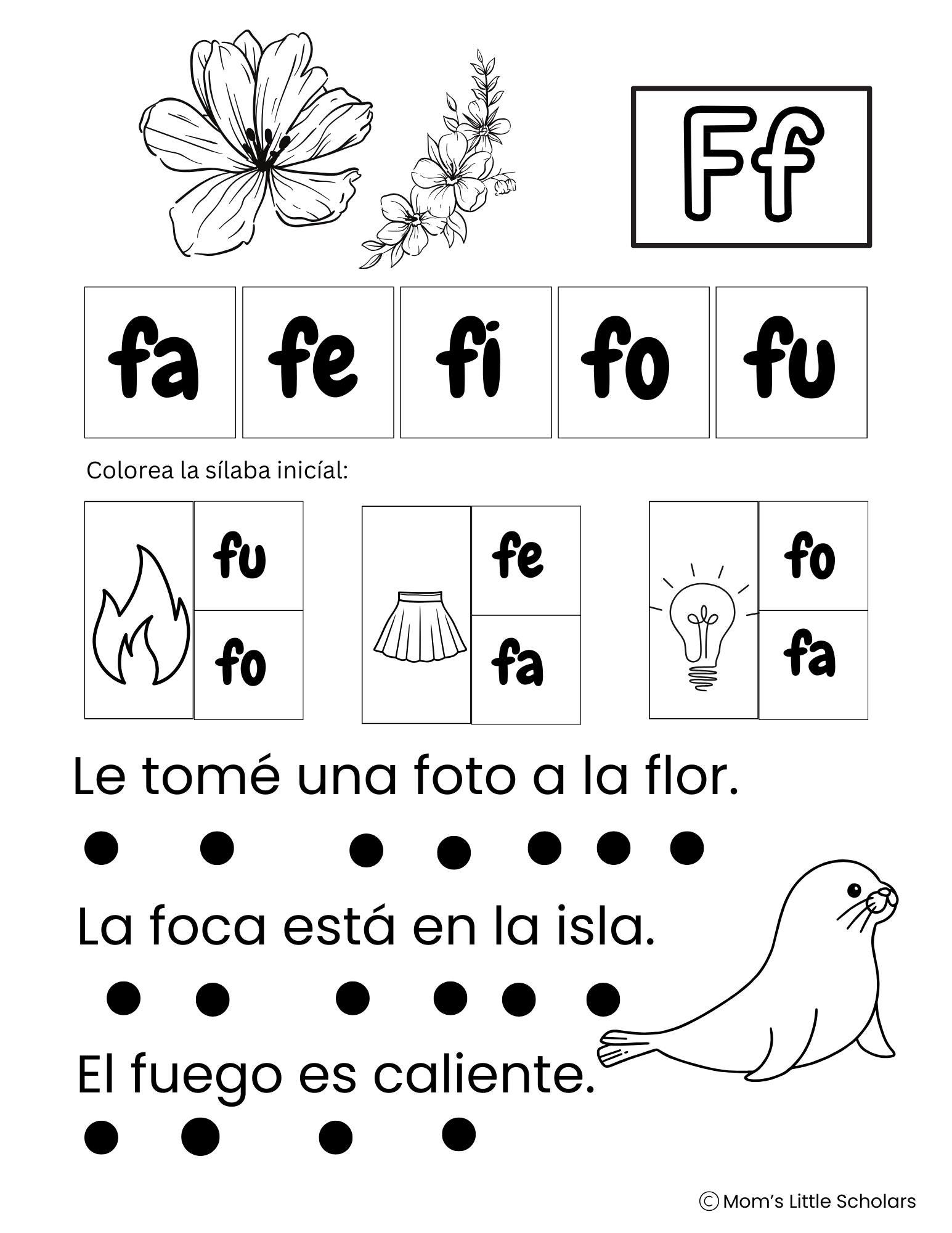 Learn to Read Spanish Printable Pages Worksheets for Elementary and ...