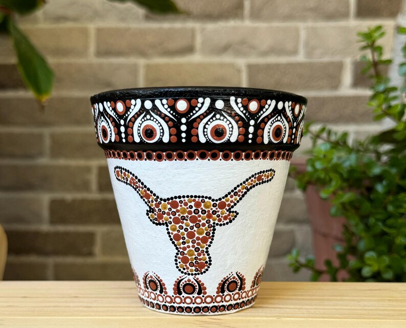 Texas Longhorn Hand Painted Flower Pots - Etsy